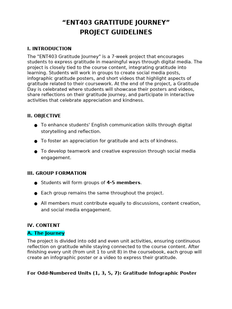ENT403 Gratitude Journey Project Guide | PDF | Gratitude | Human ...