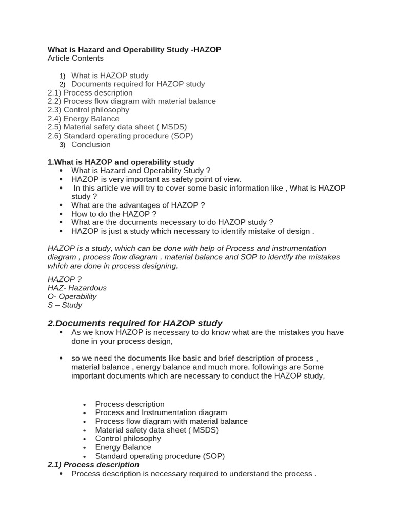 What Is Hazard and Operability Study | PDF | Applied And ...