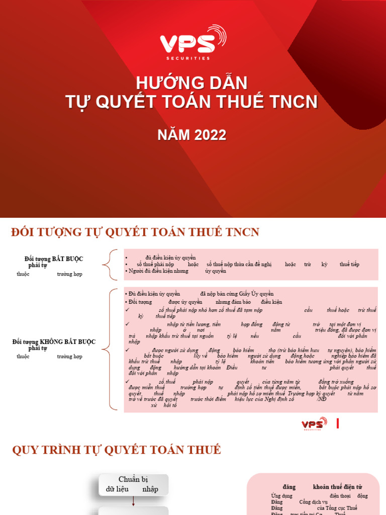 1.VPS - Huong Dan Tu Quyet Toan Thue TNCN 2022 | PDF