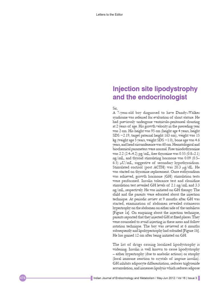 Injection Site Lipodystrophy and The.37 | PDF | Insulin Like Growth ...