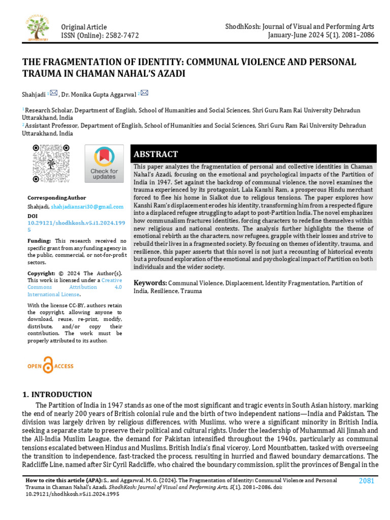 The Fragmentation of Identity Communal Violence An | PDF | Partition Of ...