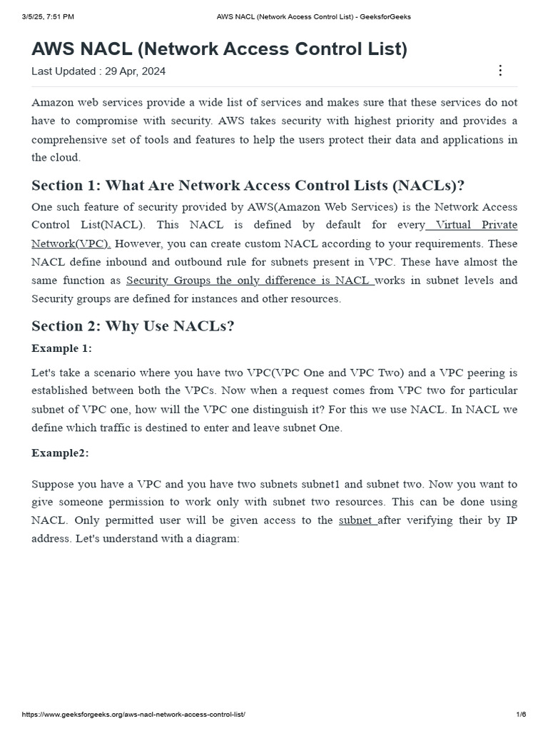 AWS NACL (Network Access Control List) | PDF | Port (Computer Networking) | Amazon Web Services