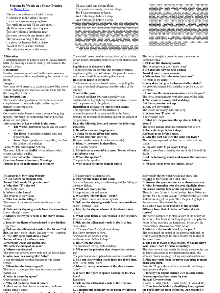 Stopping by Woods - R.frost | PDF | Poetry | Rhyme