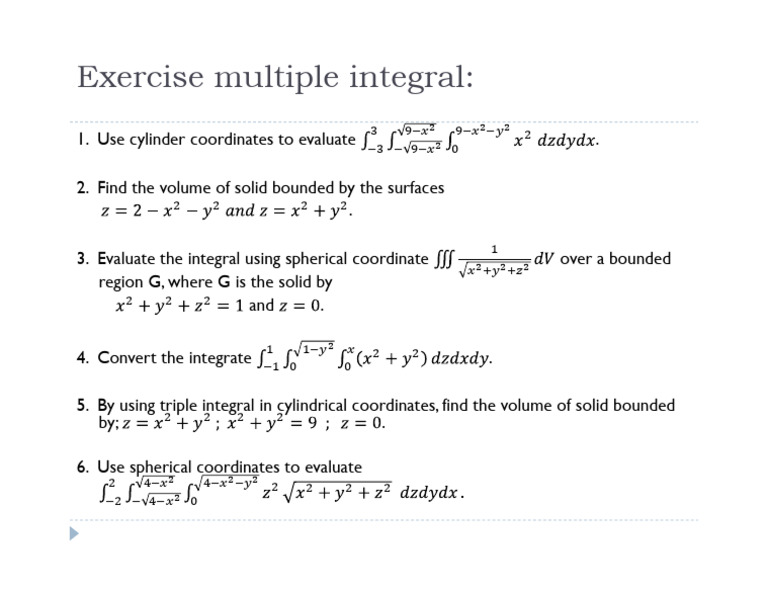 Exercise CH 2 Multiple Integral | PDF