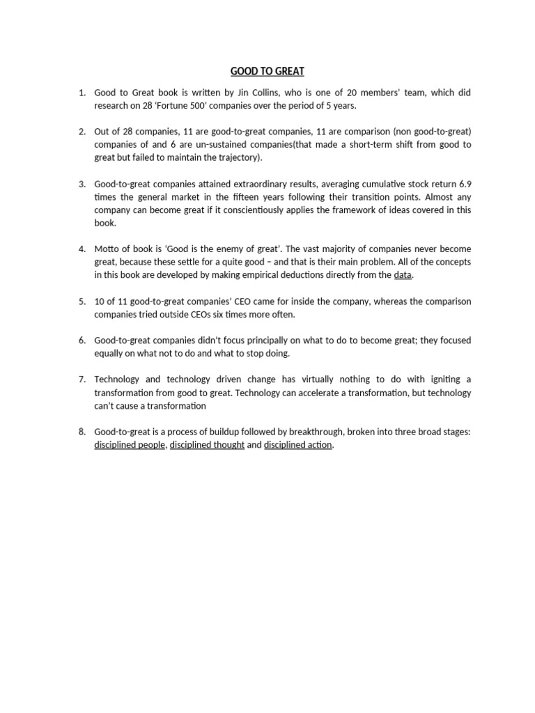 Insights from "Good to Great" | PDF