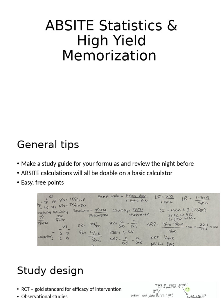 ABSITE Study Guide: Statistics & Trials | PDF | Cohort Study ...