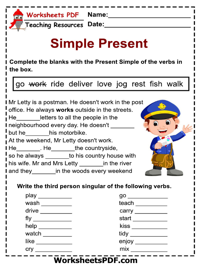 Complete With Present Simple Tense | PDF