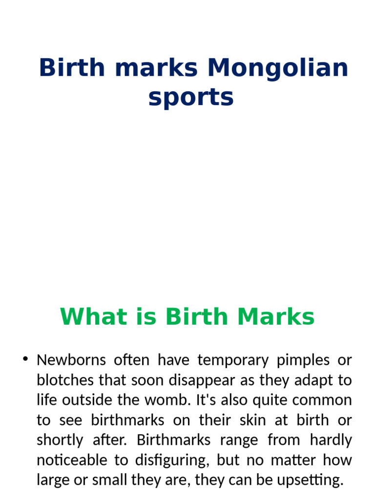 UNIT 6.2 Birth Mark and Mongolian Spots-1 | PDF | Diseases And ...