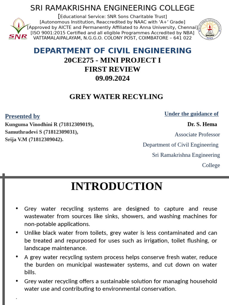 Mini Project 1 (Batch-10) | PDF | Reclaimed Water | Environmental ...