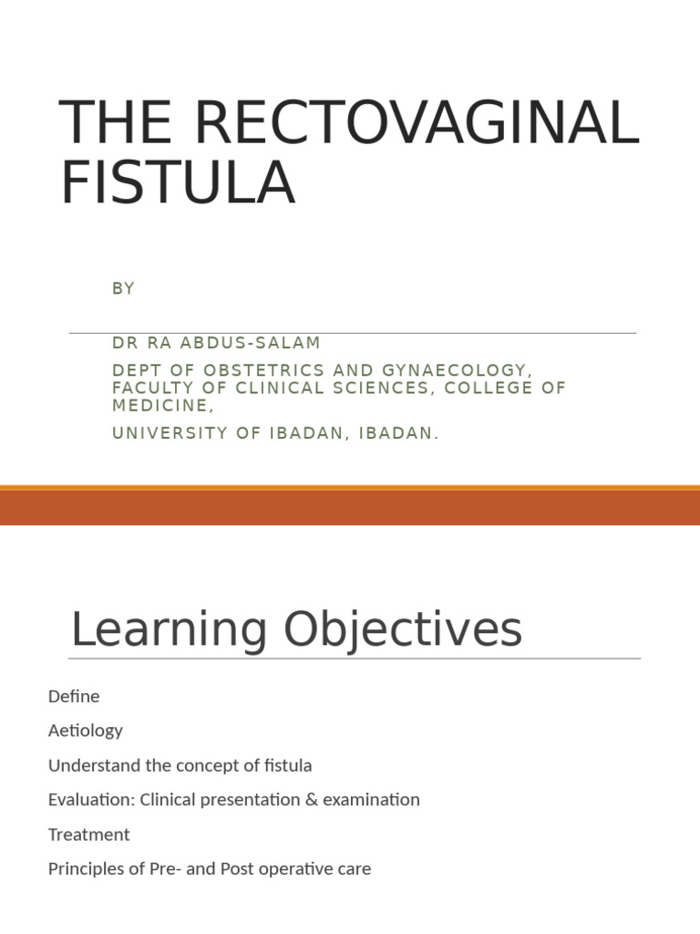 The Rectovaginal Fistula | PDF | Vagina | Medicine