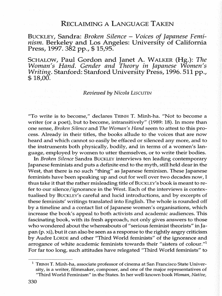 BUCKLEY, Sandra - Broken Silence - Voices of Japanese Feminism. | PDF ...