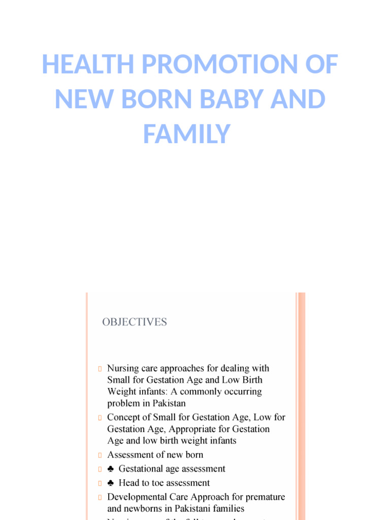 Unit 5.1 Health Promotion of New Born | PDF