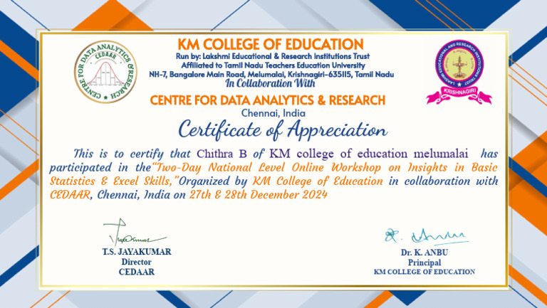 Chithra Certificate Pdf