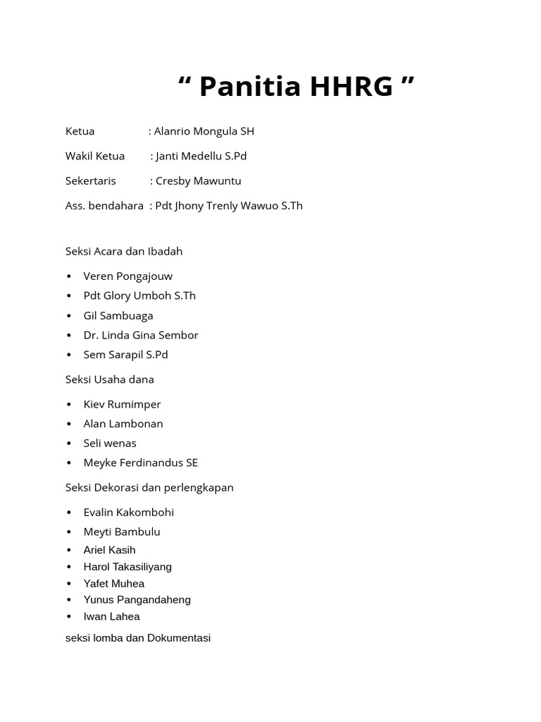 Panitia HRRG | PDF