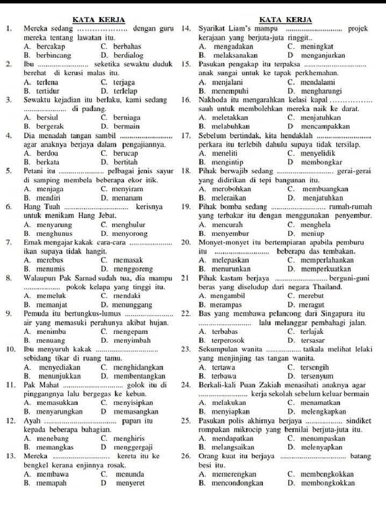 03 Latihan Kata Kerja | PDF