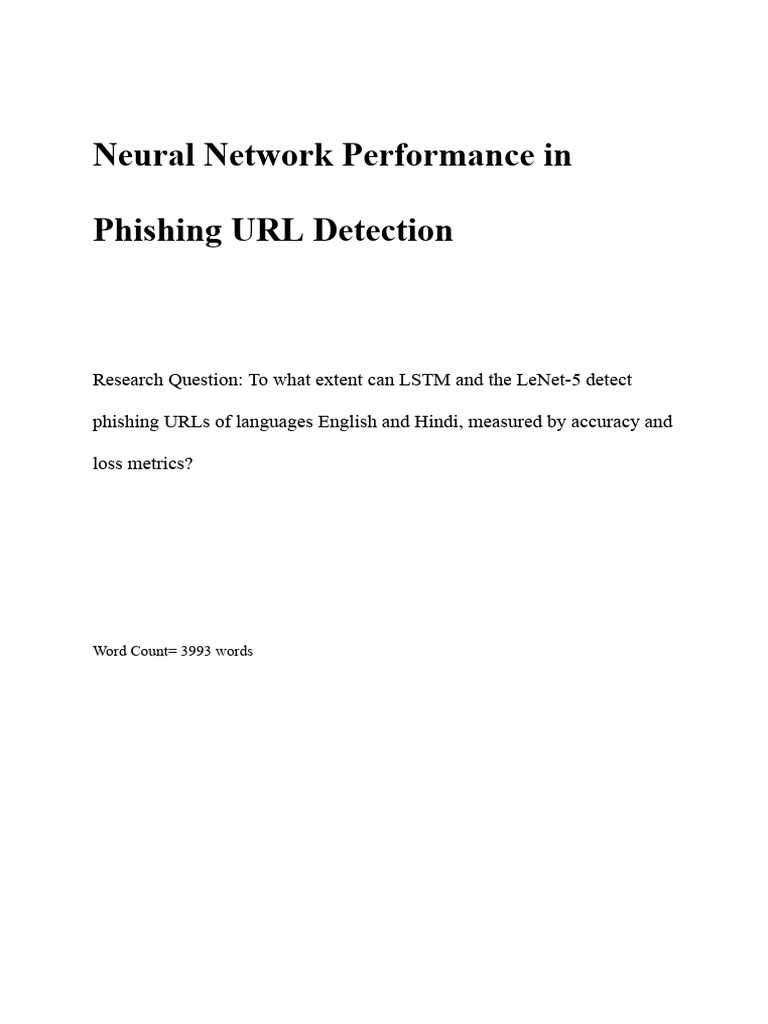 Neural Network Performance In Phishing Url Detection Pdf Phishing Computational Neuroscience