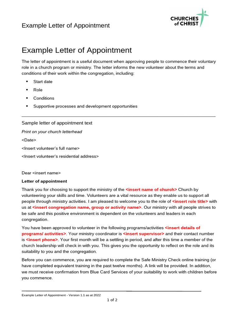 Example Letter of Appointment | PDF