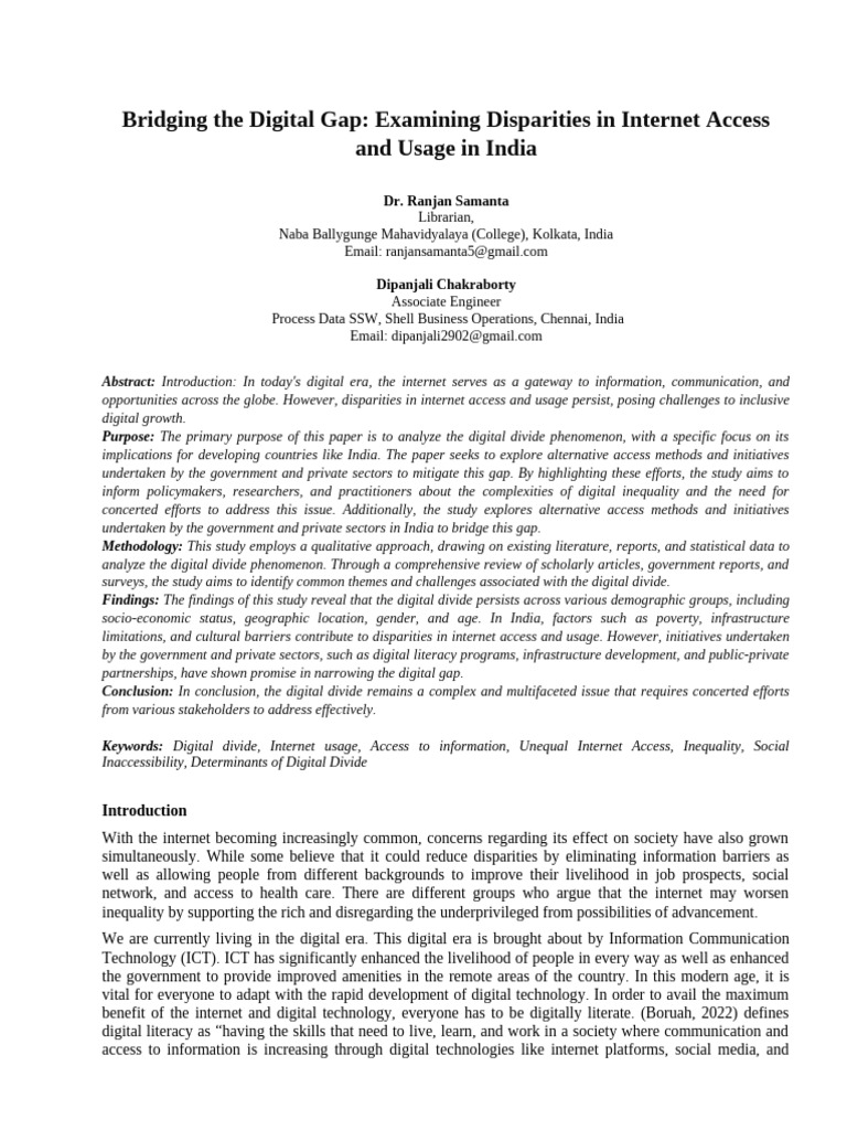 Bridging The Digital Gap Examining Disparities in Internet Access and ...