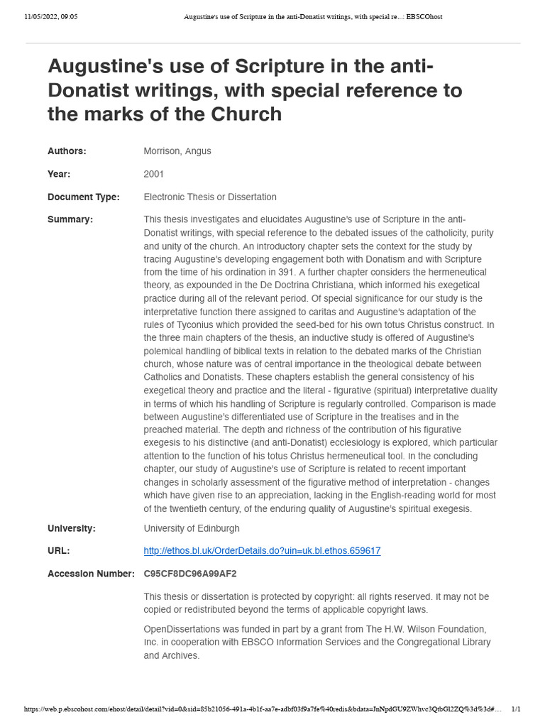 Augustine's Use of Scripture in The Anti-Donatist Writings, With ...