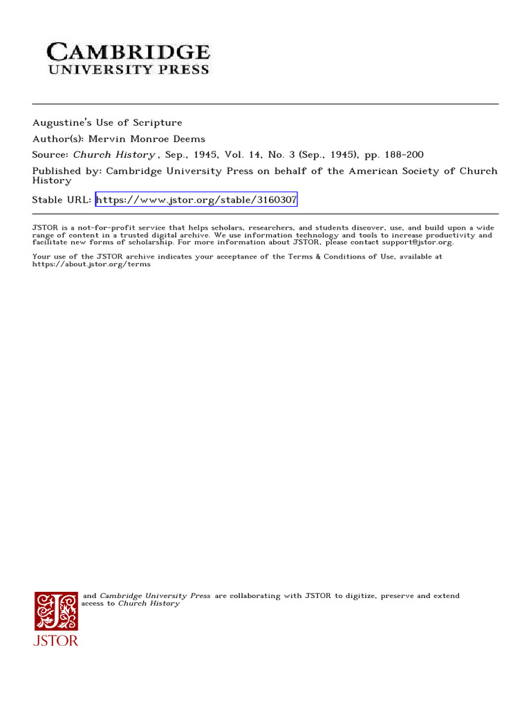 Augustine Use of Scripture | PDF | Biblical Canon | Augustine Of Hippo