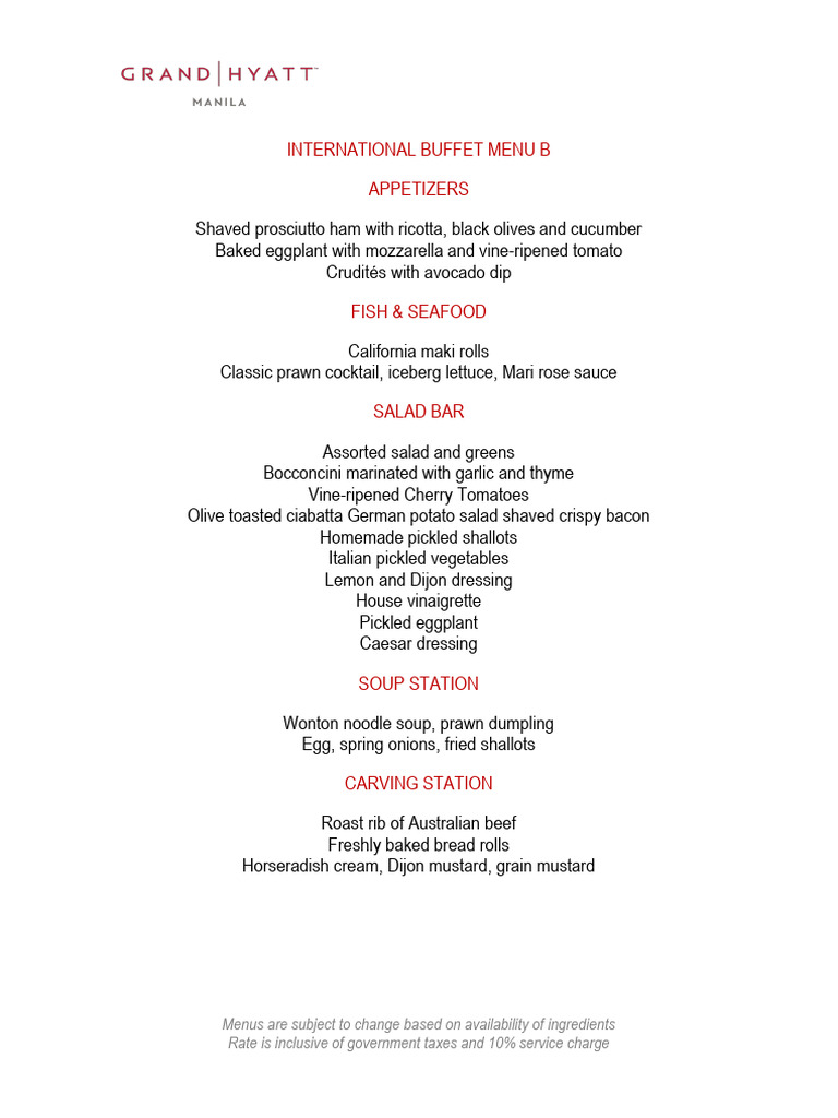 International & Wedding Buffet | PDF | Sauce | Pickling