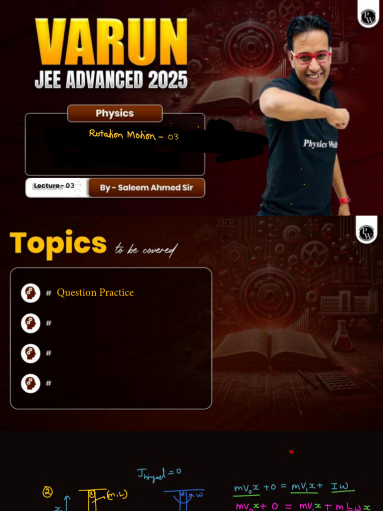 Rotation Motion 03 - Class Notes - Varun JEE Advanced 2025 | PDF