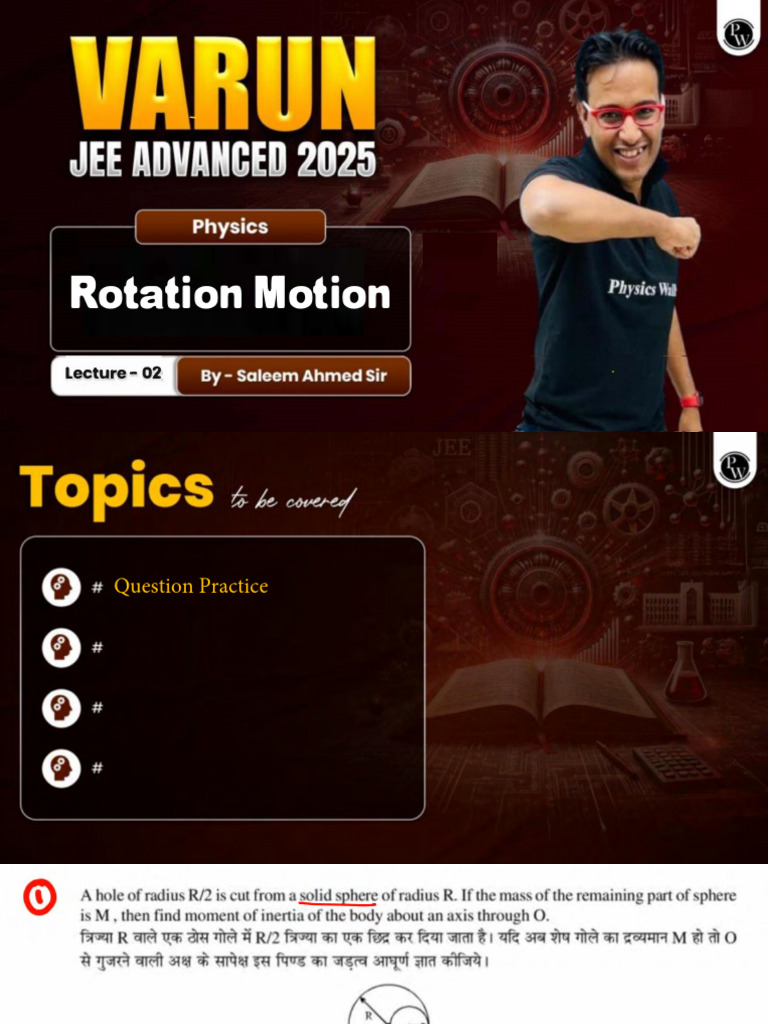 Rotation Motion 02 - Class Notes - Varun JEE Advanced 2025 | PDF