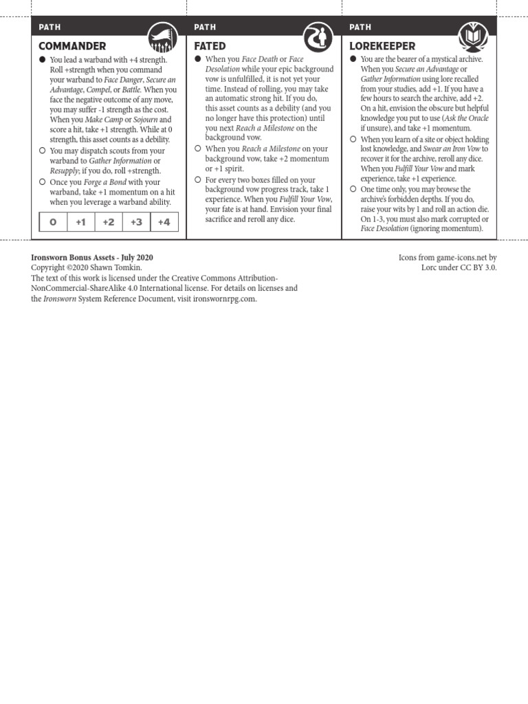 Ironsworn Delve Bonus Assets | PDF