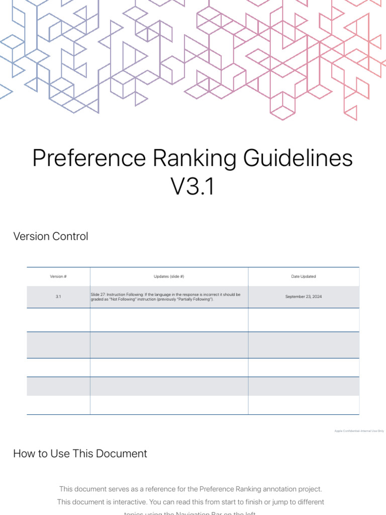 Preference Ranking V3.1 Vendor (2) | PDF | Evaluation | Reason