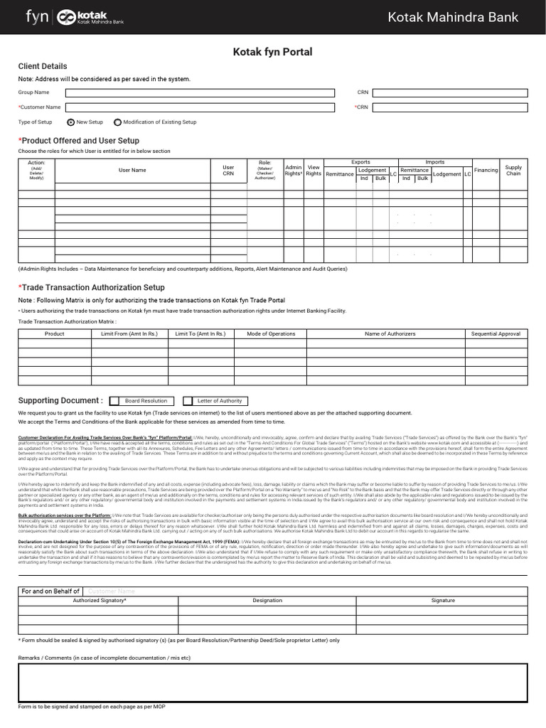 Kotak TRADE Application Form - Editable - v2 | PDF | Indemnity ...