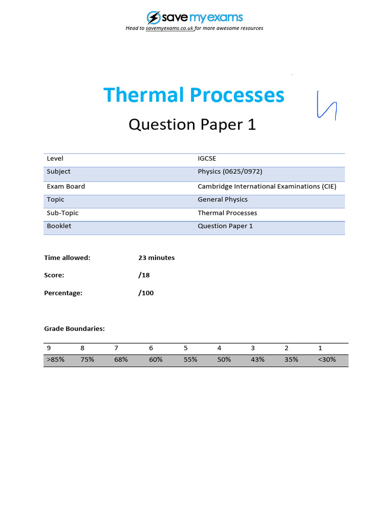 23 Thermal Processes Topic Booklet 1 CIE IGCSE Physics MD | PDF | Qualifications | Student ...