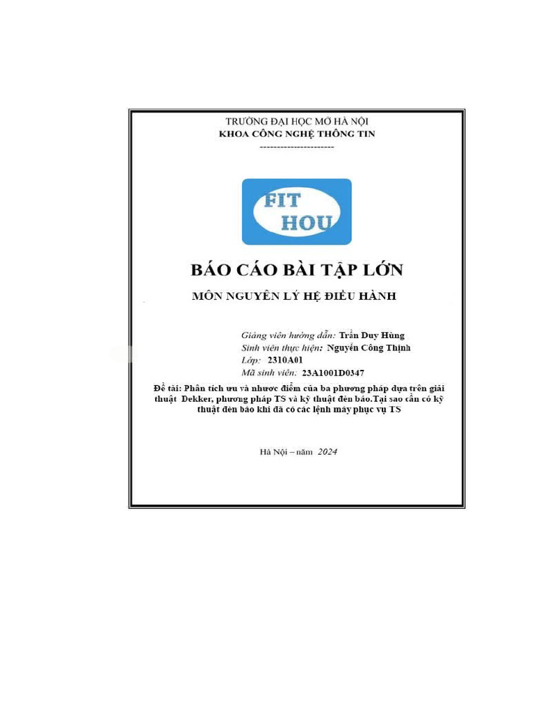 Báo Cáo Btl Nguyên Lý Hệ Điều Hành | PDF