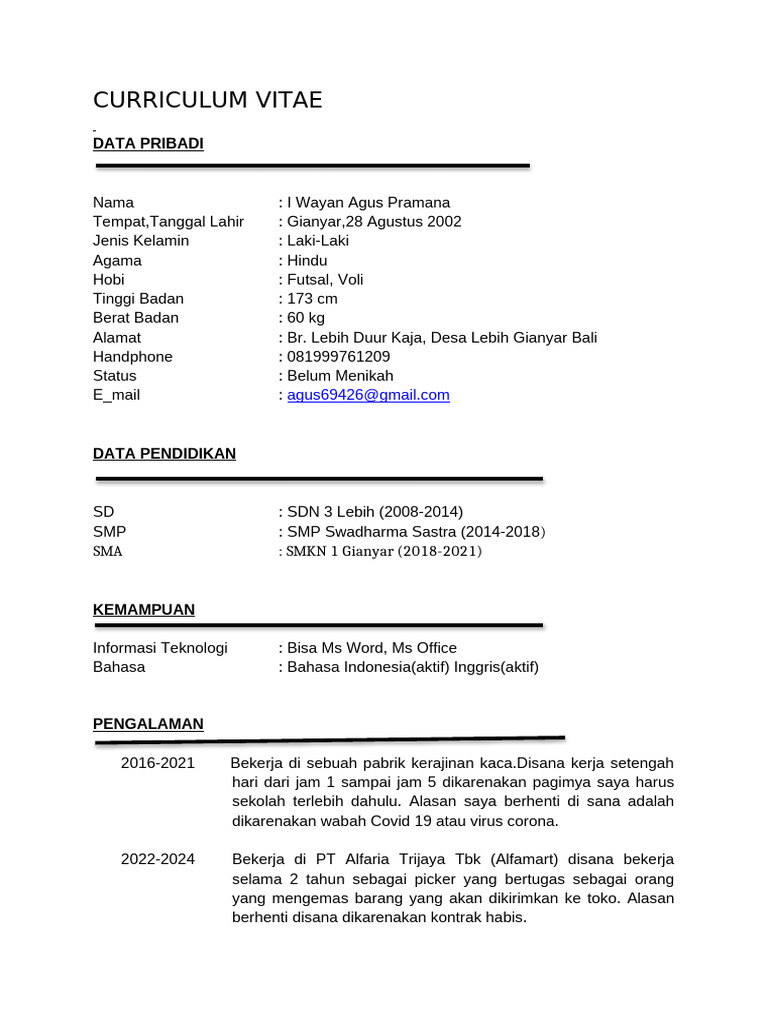 Agus Pramana CV | PDF