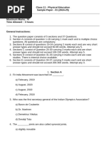 Class 11 Physical Education Sample Papers | PDF | Asana | Physical Fitness