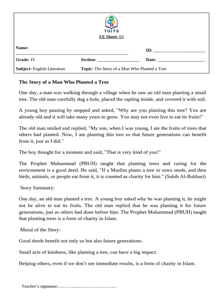 Grade IV - English Literature - I.E.S - 02 (Final Term) | PDF