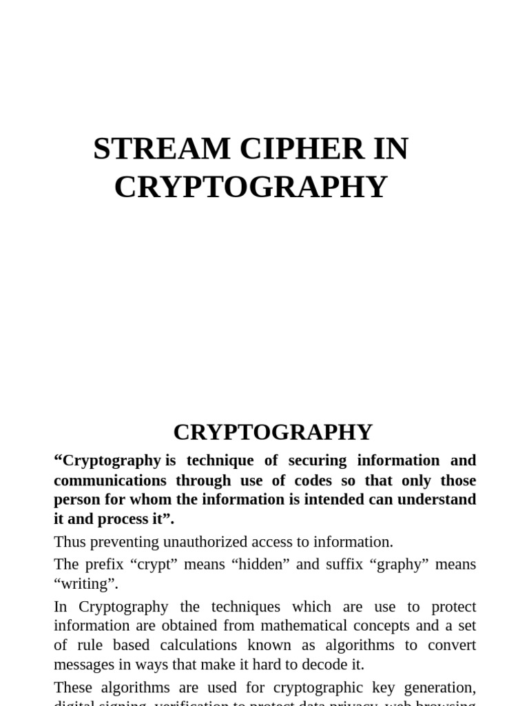 STREAM CIPHER | PDF | Encryption | Key (Cryptography)