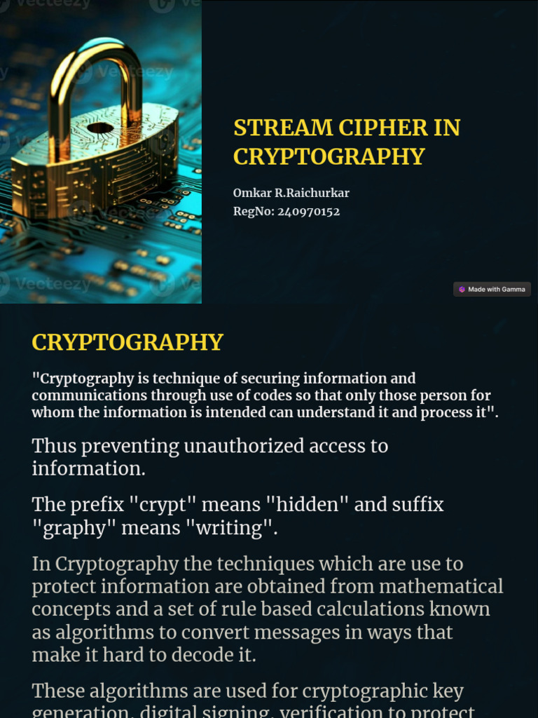 STREAM-CIPHER-IN-CRYPTOGRAPHYpptx | PDF | Encryption | Key (Cryptography)