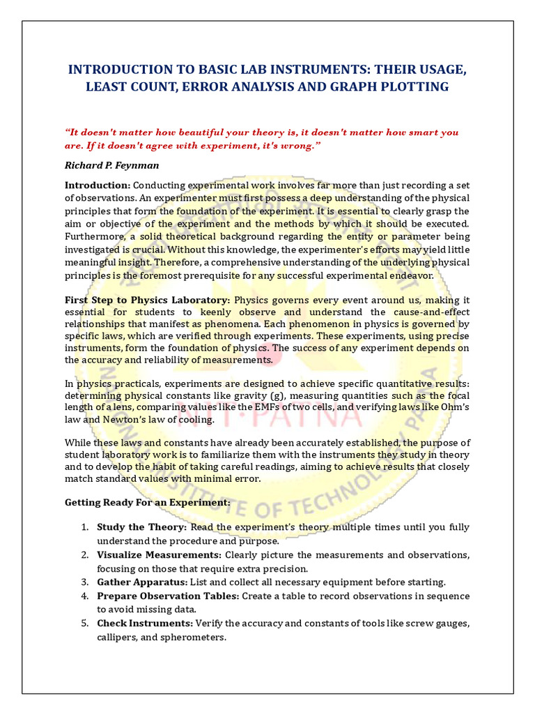 Introduction To Basic Lab Instruments and Their Uses | PDF | Least Squares | Errors And Residuals
