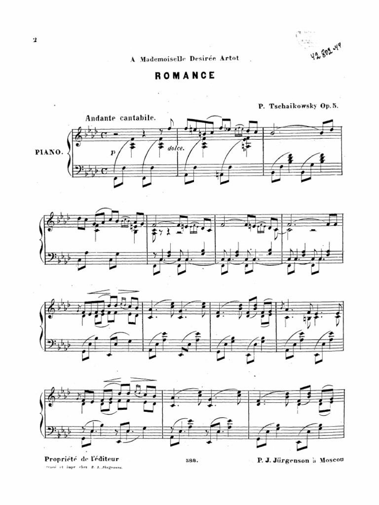 Tchaikovsky - Romance in F Minor, Op. 5 | PDF