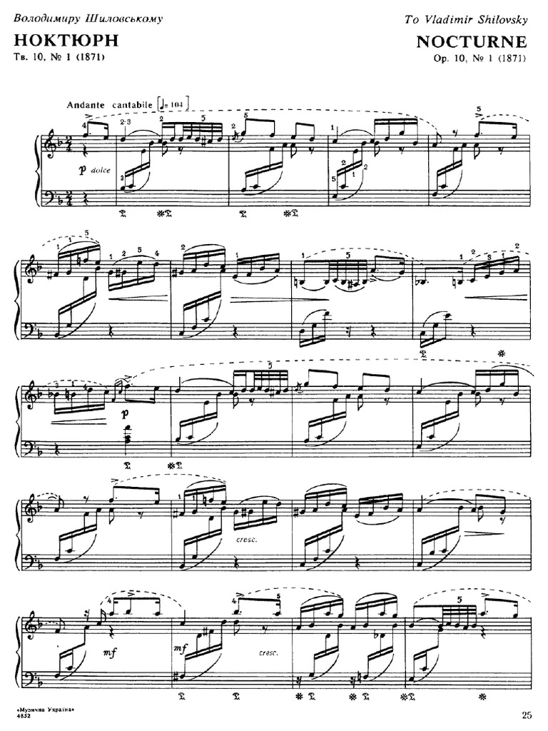 Tchaikovsky - Nocturne Op. 10 No. 1 in F Major | PDF
