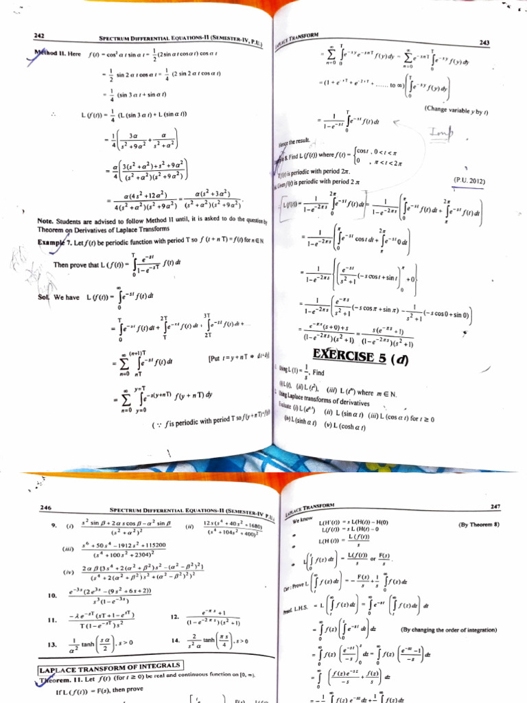 Laplace Transform of Integral Equations | PDF | Mathematical Relations ...