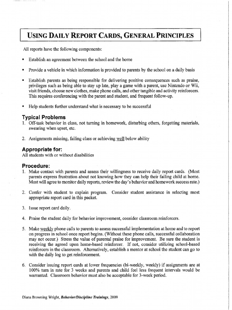 Daily Report Cards | PDF