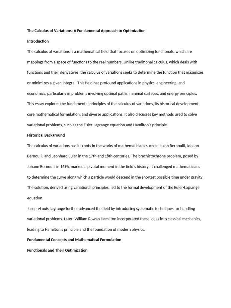 Calculus of Variations: Principles & Applications | PDF | Calculus Of ...