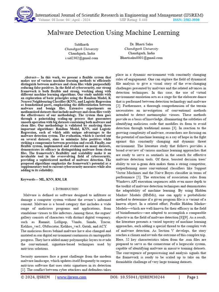 Malware Detection Using Machine Leaning | PDF | Machine Learning | Malware