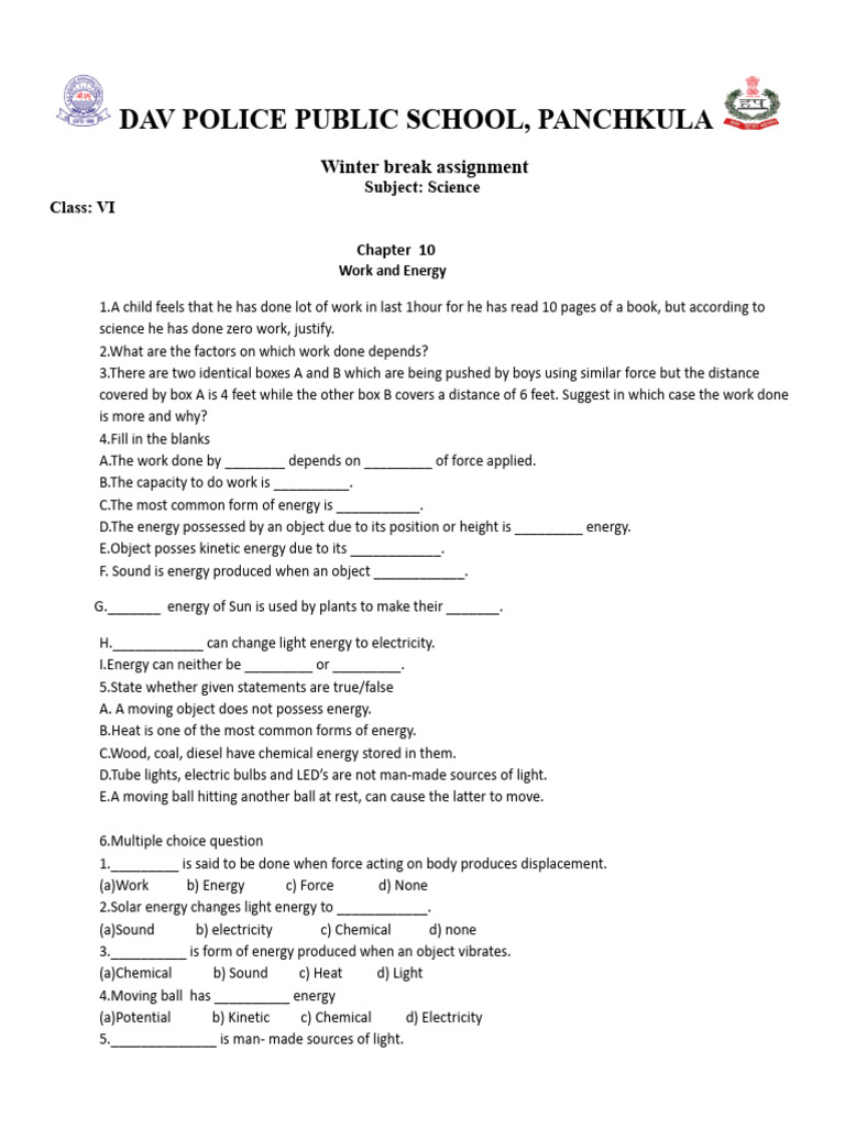 Class 6 Winter Assign Sci | PDF | Incandescent Light Bulb | Flashlight