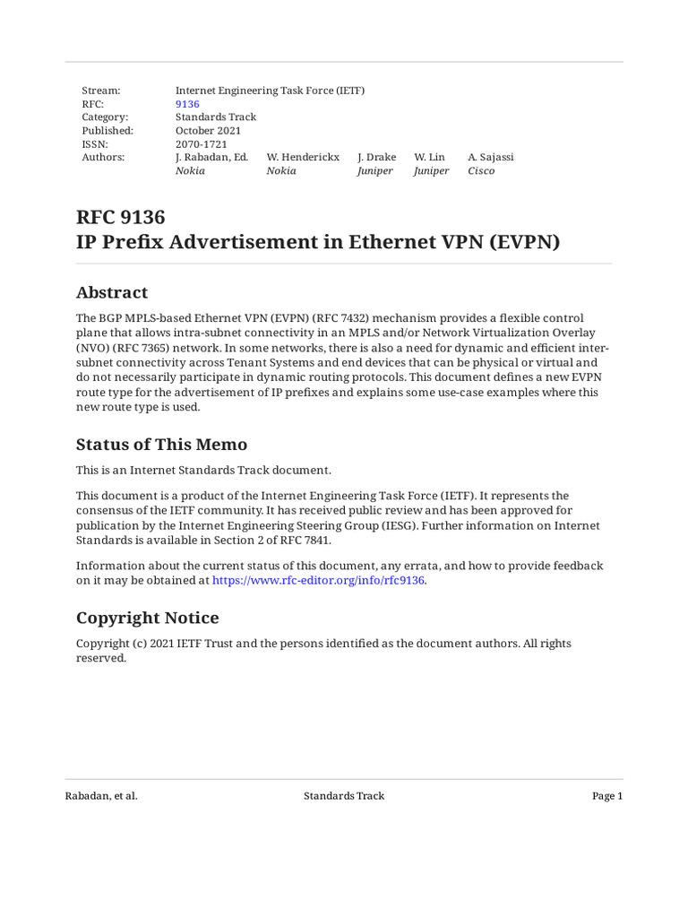 EVPN IP Prefix Advertisement Overview | PDF | Ip Address | Internet ...