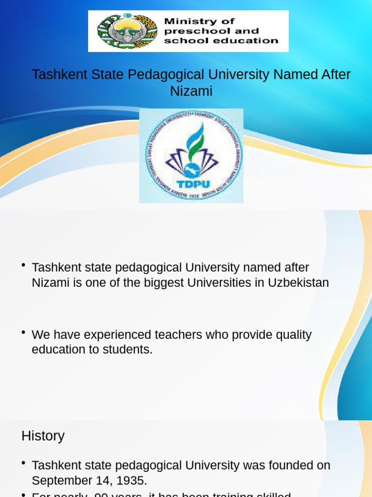 Tashkent State Pedagogical University Named After Nizami | PDF ...