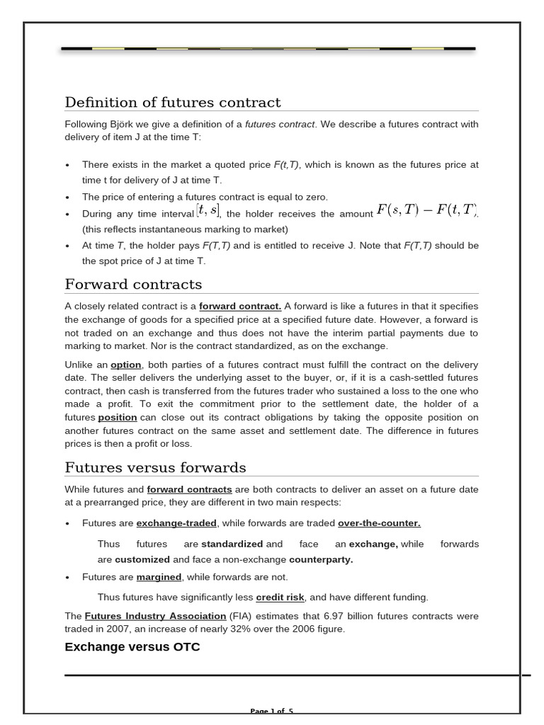 Definition of Futures Contract | PDF | Futures Contract | Swap (Finance)