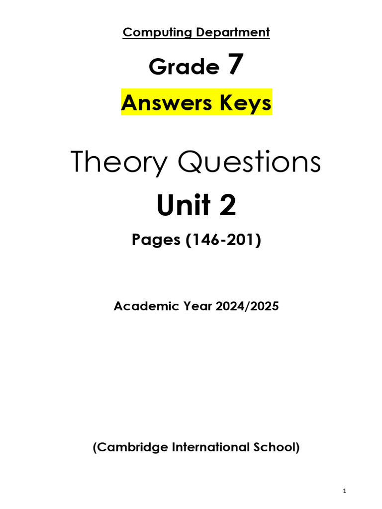 Answer-Keys-Computing-T2-Grade-7-Theory-Questions-1 | PDF | Spreadsheet | Databases
