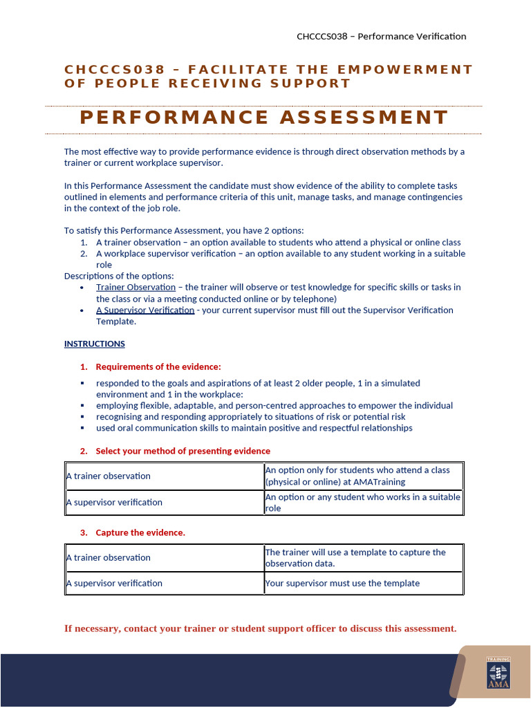 CHCCCS038 - Performance Verification (Supervisor or Trainer).v1.0 (2 ...